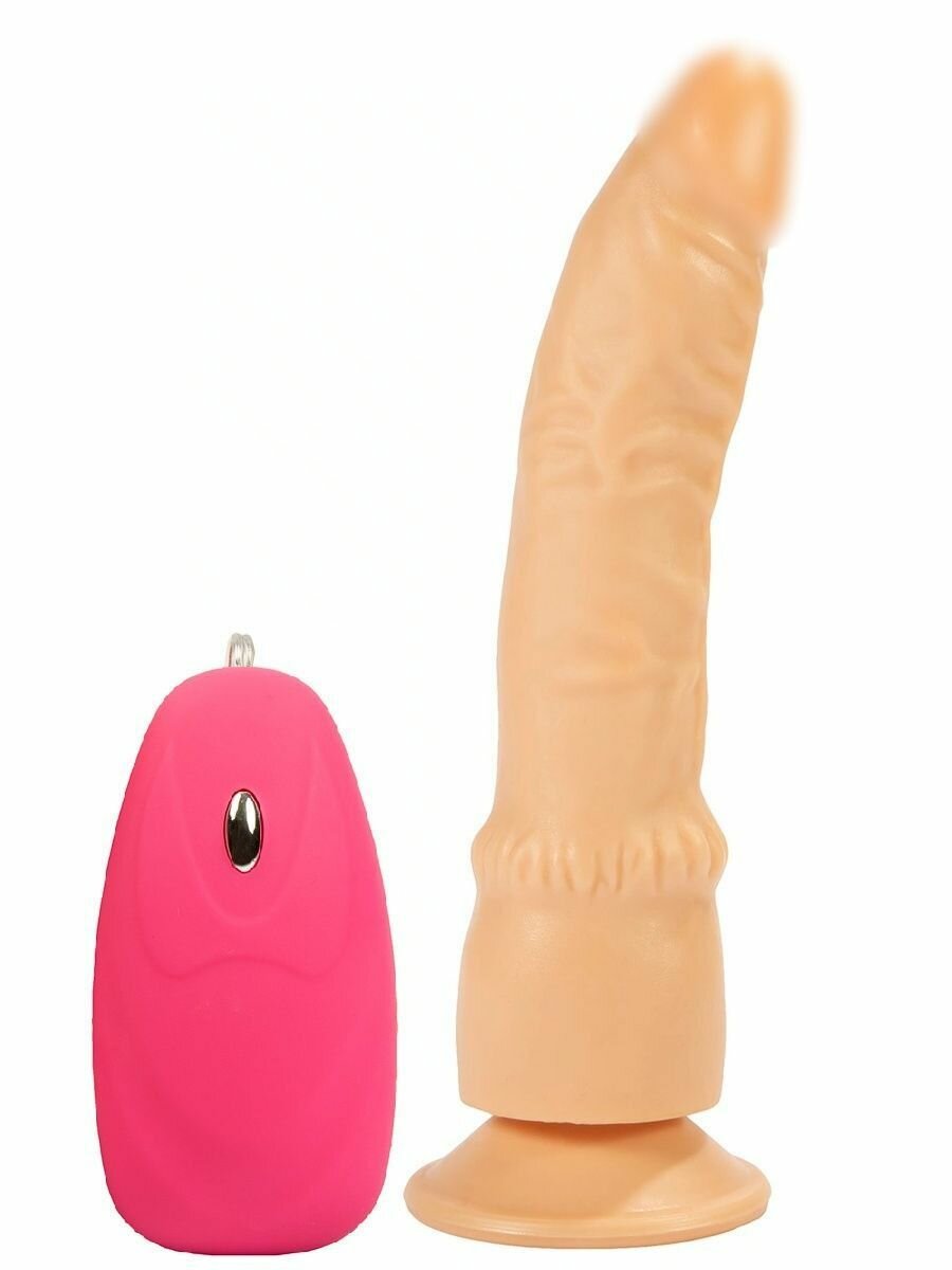 Вибратор на присоске телесного цвета, с выносным блоком управления, реалистичный 20.5см