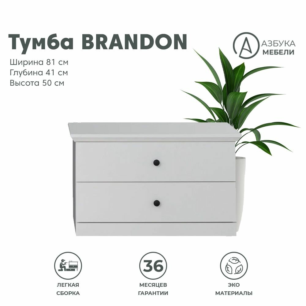 Комод-тумба 81х41х50см BRANDON KOM2S/81 (Белый), 1уп.