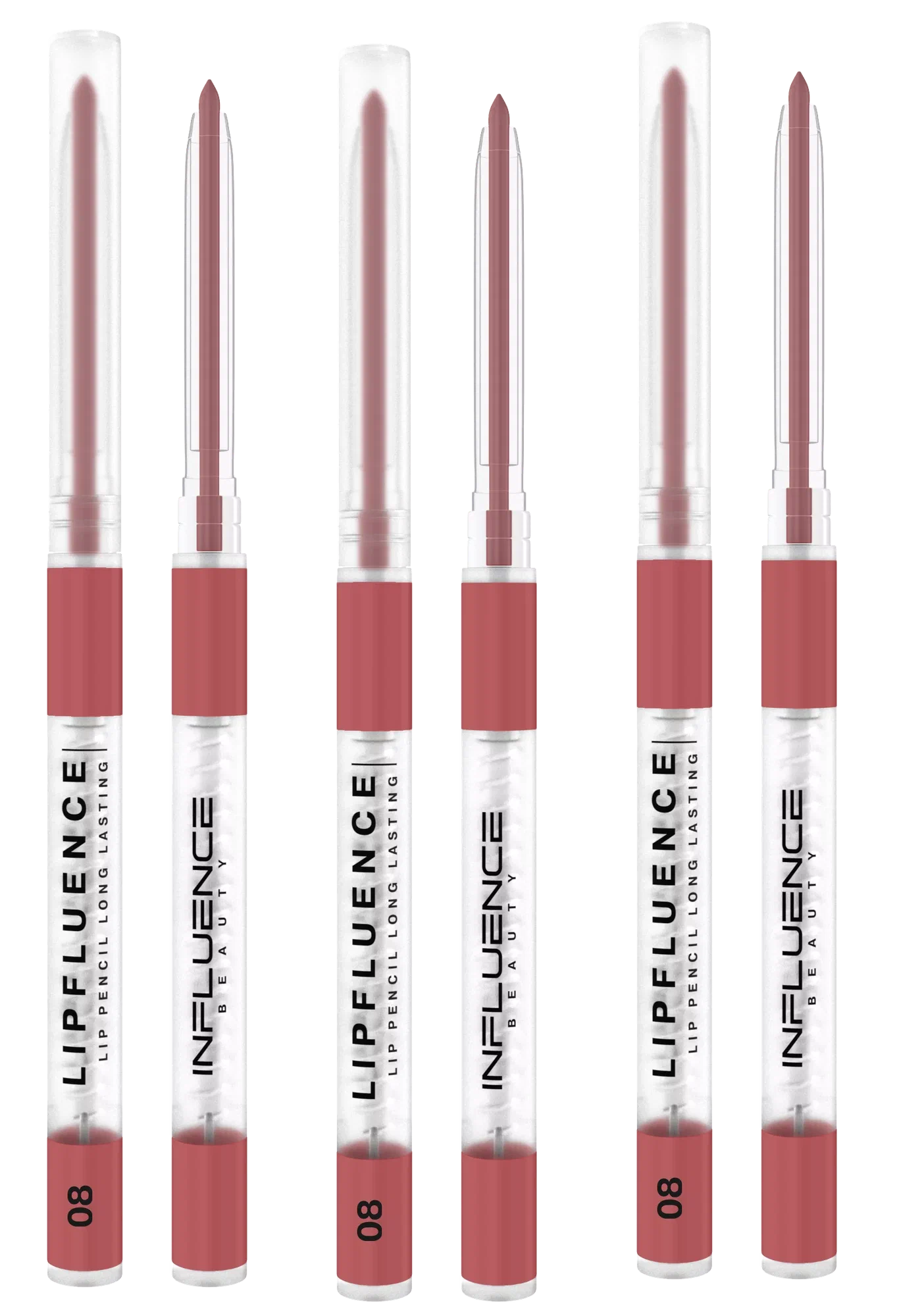 Карандаш для губ автоматический гелевый стойкий Influence Beauty Lipfluence т.08 3 шт