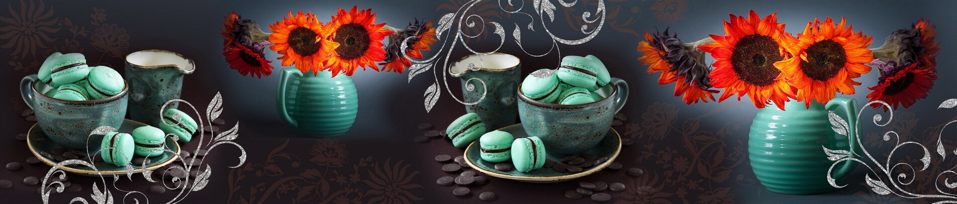 Кухонный фартук/стеновая панель МДФ для кухни 2800*600*6мм MR-21 "Черничный макарон" Серебро (эффект мерцания)