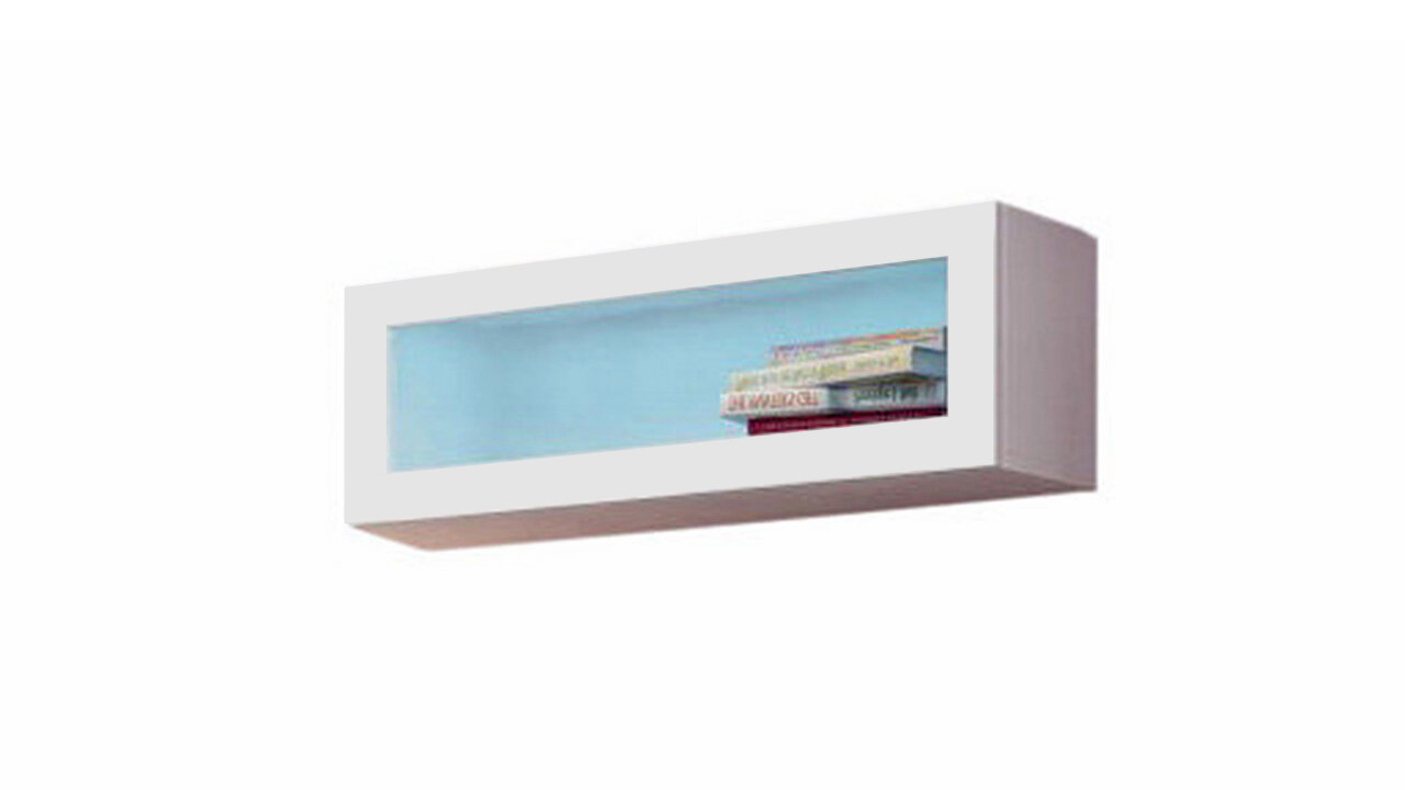 Виго витрина навесная малая горизонтальная Белый Фасадный 0101 NEW 90x30x35 см, GOODFORM