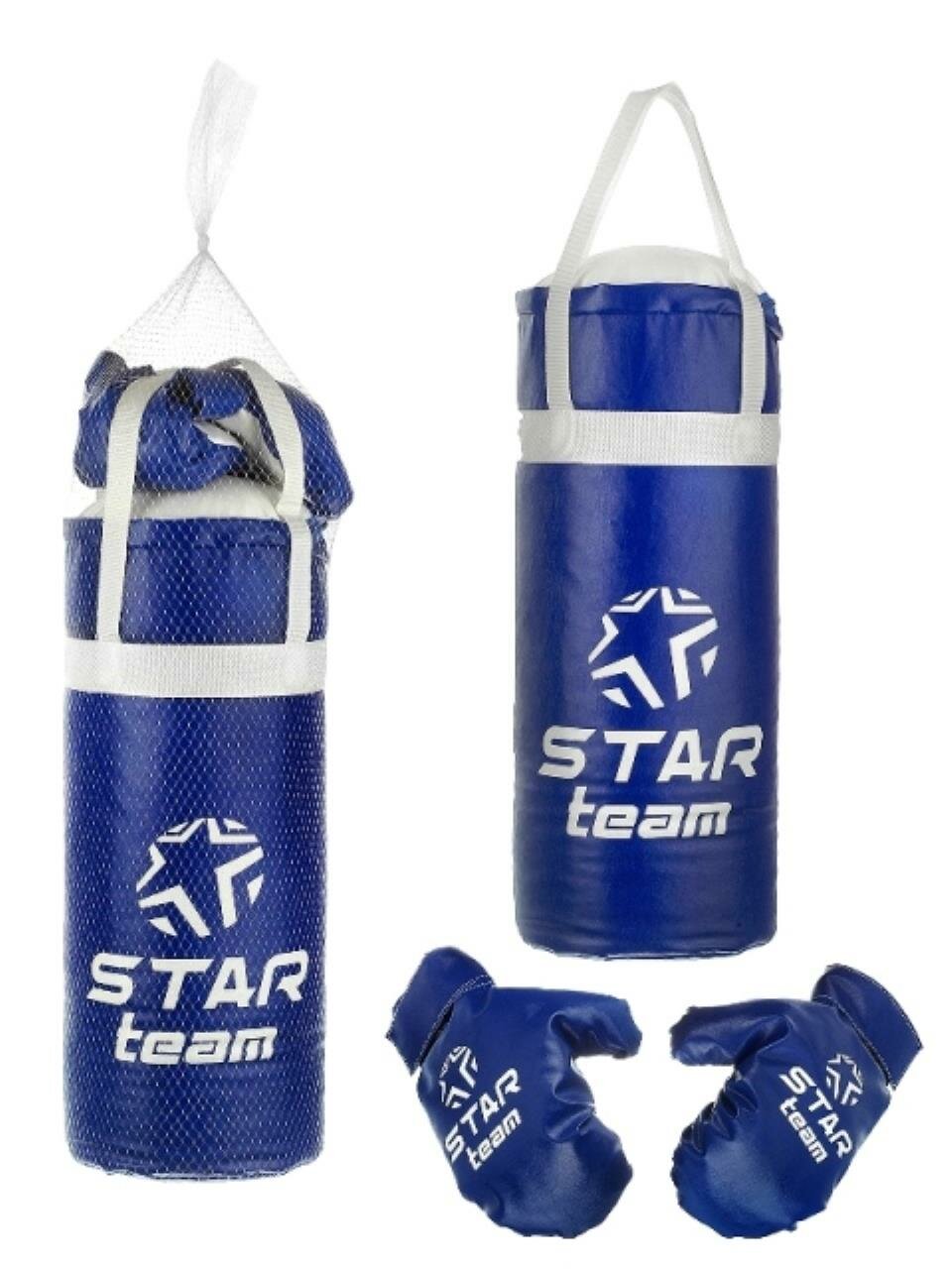 Боксерский набор "STAR TEAM" 3 большой, цвет синий, вес: груша 4 кг, перчатки 200 гр, в сетке 50 см