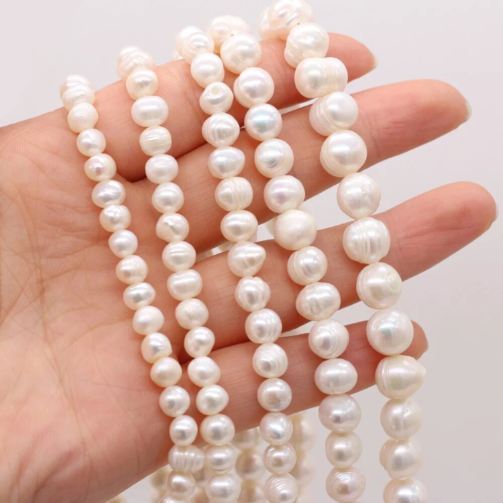 Натуральные белые жемчужные бусины для создания украшений 7-8mm, White