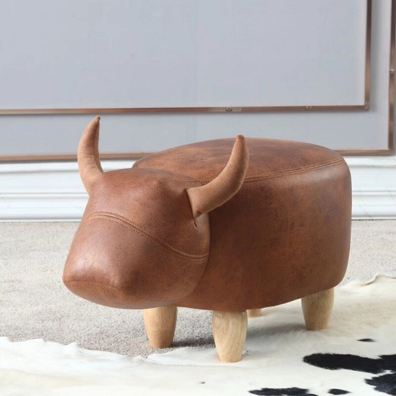 Пуфик бычок (коричневый на светлых ножках, техническая ткань)