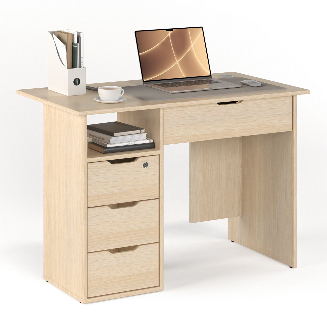 Стол письменный БАНГА-63-Я левый Дуб молочный