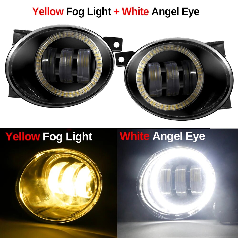 2 светодиодных противотуманных фонаря «ангельские глазки» DRL 9006 HB4 Yellow and White