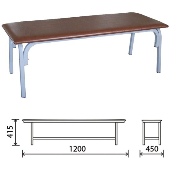 Банкетка Comfur COMFORUM без спинки "Астрид", 1200х450х415 мм, серый каркас, кожзам коричневый