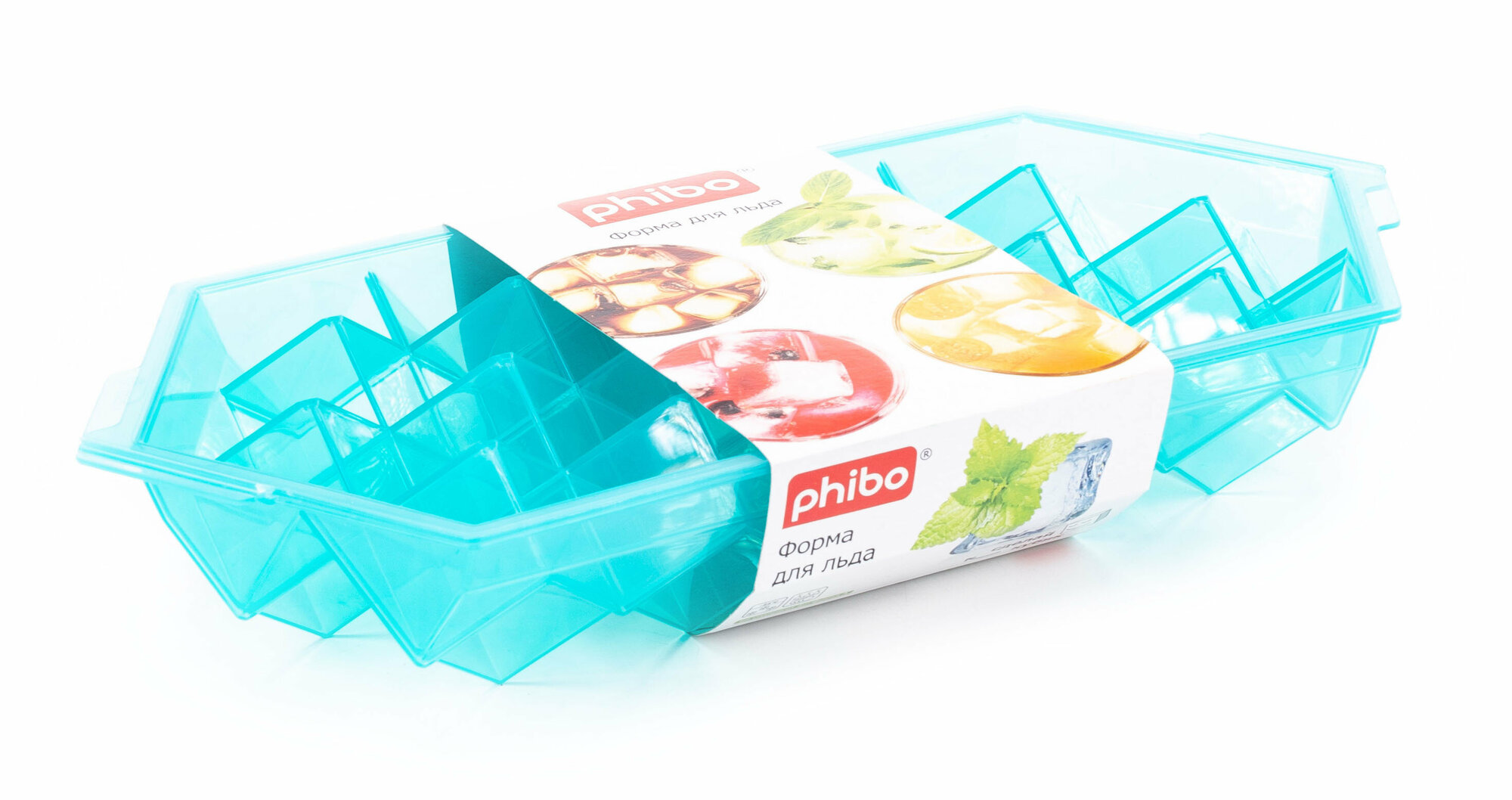 Форма для льда Бытпласт Phibo полипропилен голубой 16 ячеек 300мл 270х130х45мм