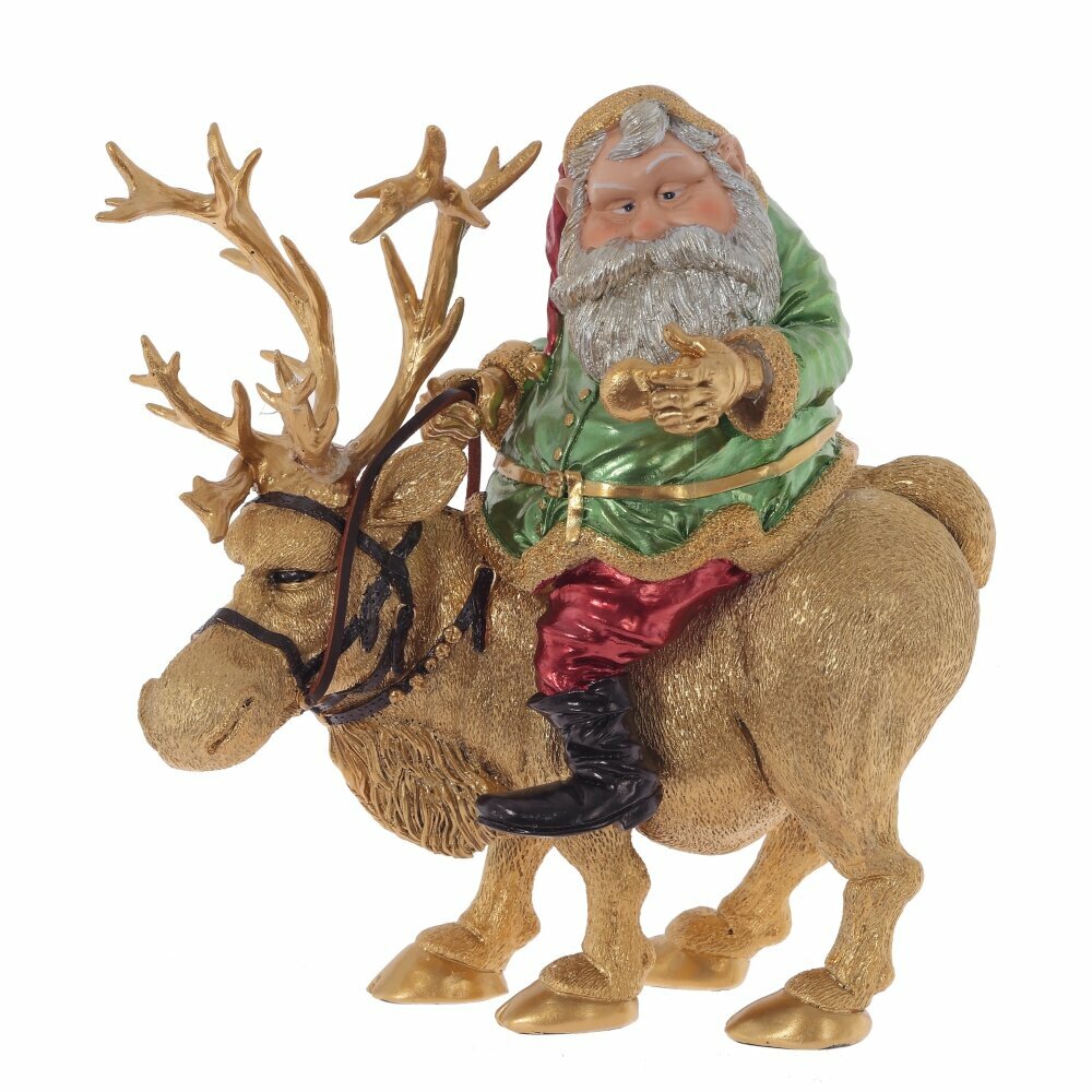 Фигурка Дед Мороз на олене, 22х15х24 см KSM-813147