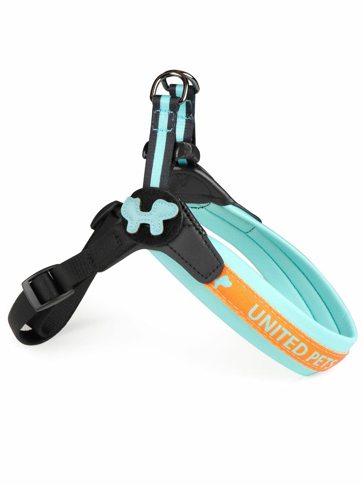 Шлейка United Pets для собак Complete me 1,5 x 34-42 см, голубая с оранжевым VLT-GPCMH2210AZ