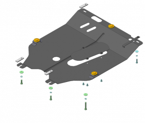 Защита картера Двигателя, КПП. 2 мм, Сталь. для Nissan Micra 2003-2010, Nissan Note 2006-2014, Nissan Cube 2002-2008 MOTODOR.61402