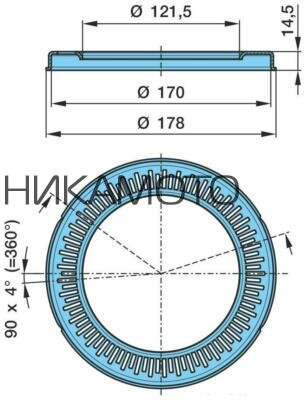 BPW 0331008570 кольцо ступицы! ABS z=90 121.5x170/178x14.5 \BPW