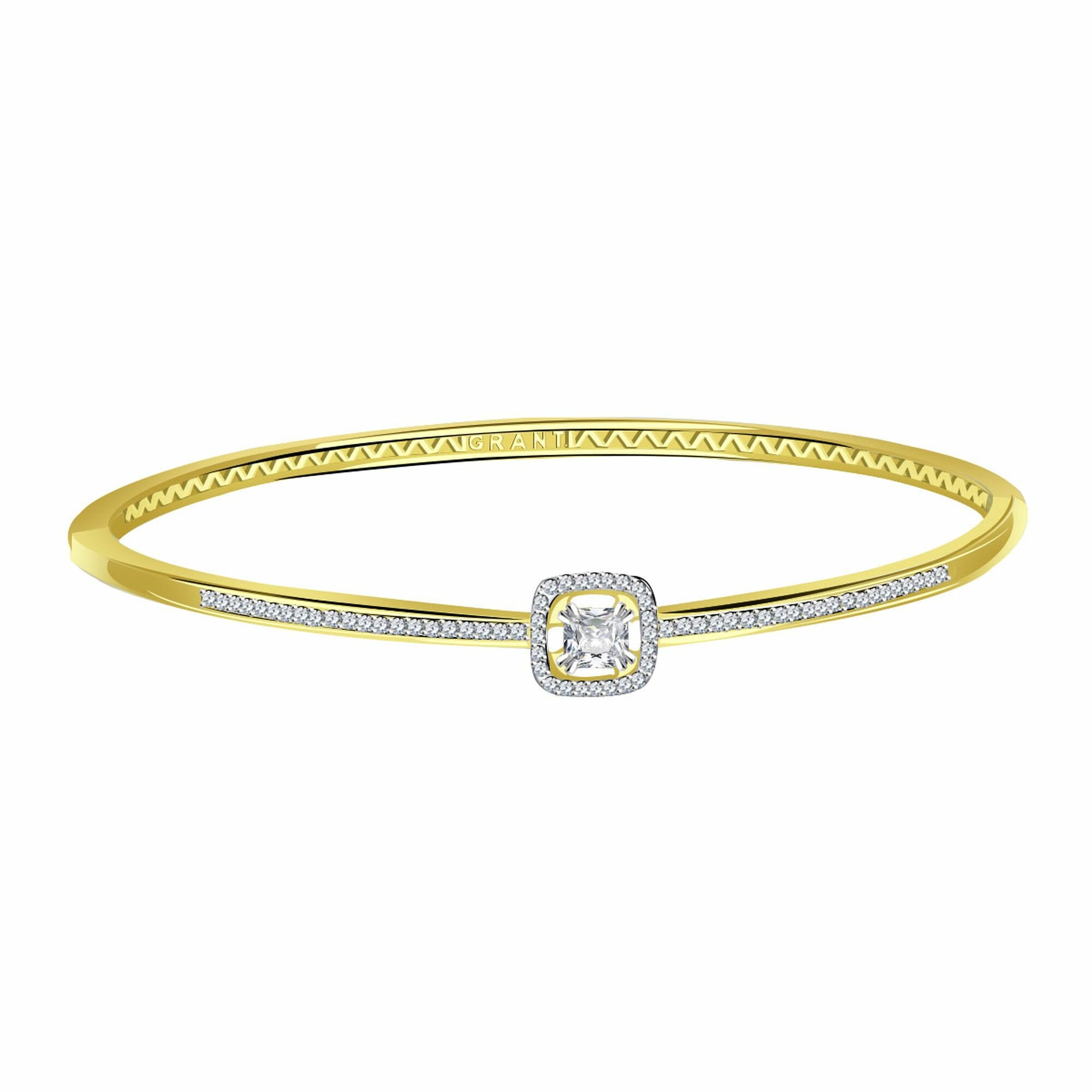 Жесткий браслет, желтое золото, 585 проба, бриллиант