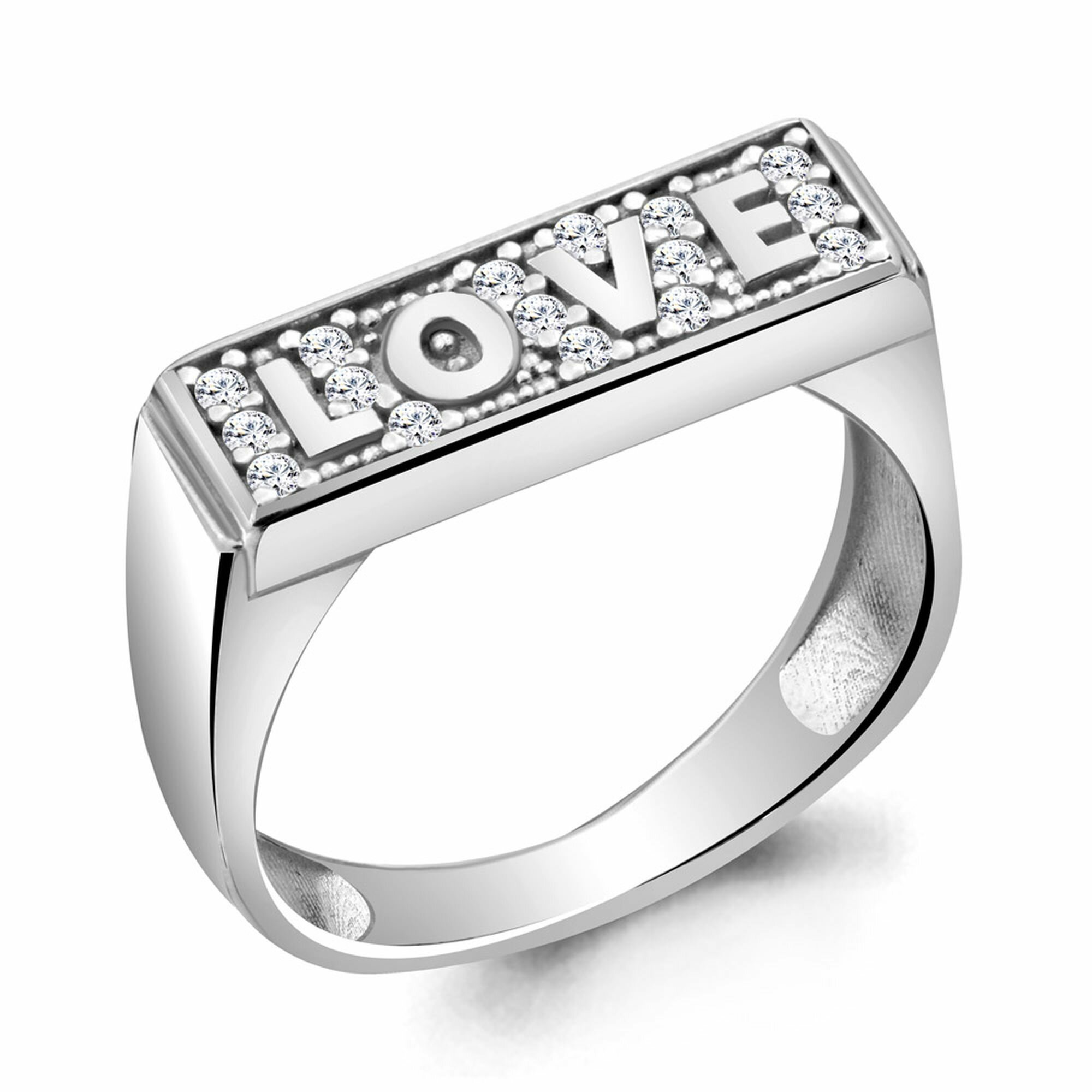 Кольцо, серебро, 925 проба, родирование, фианит