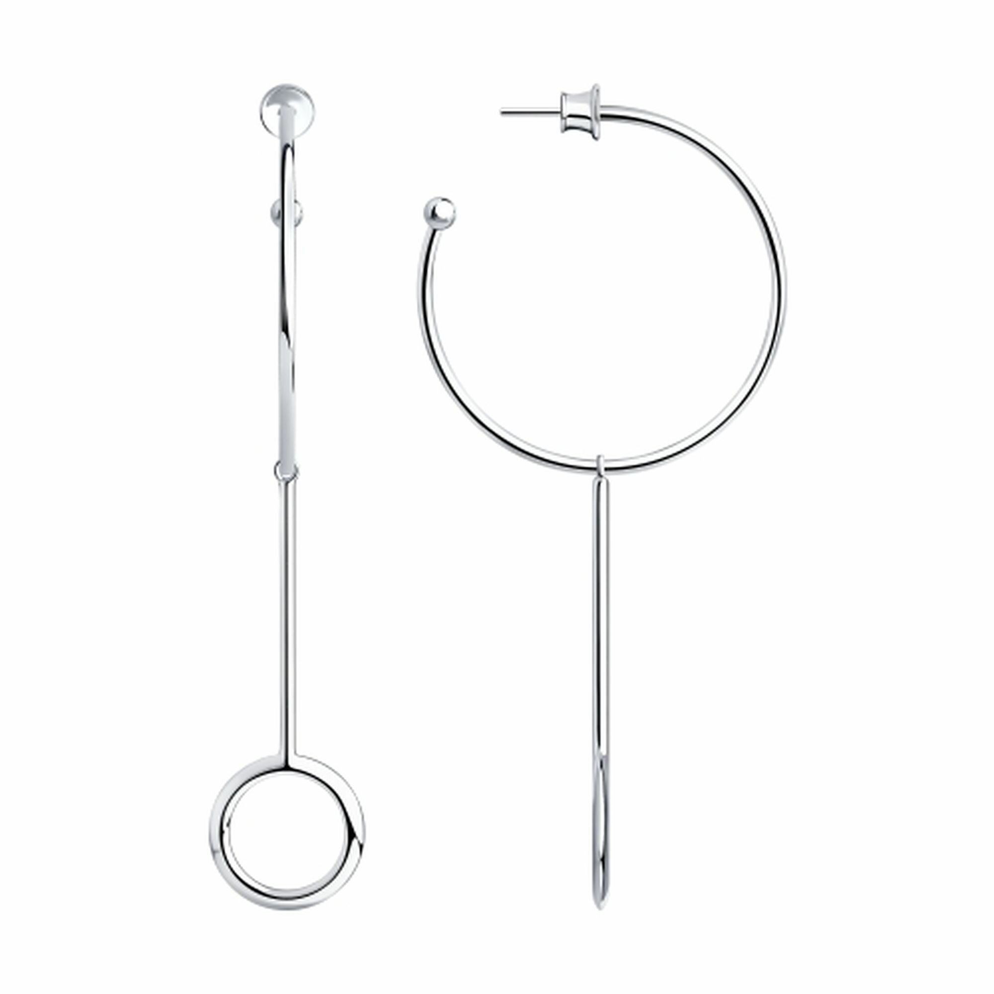 Серьги с подвесками, серебро, 925 проба, родирование