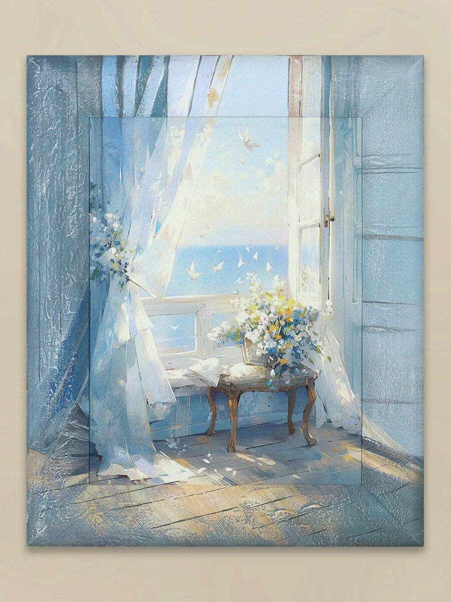 Картина на стену для интерьера Декарт настенный декор панно в раме багете в гостиную ванную детскую для офиса лофт пейзаж абстракция