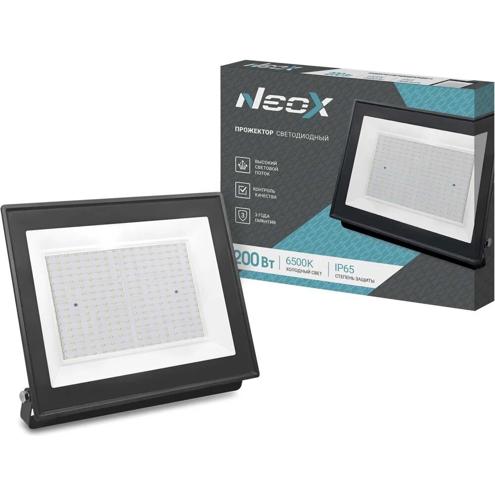 Светодиодный прожектор Neox ДДО-8 200Вт 230В 6500К 21000Лм 105лм/Вт IP65 4690612037110 прочной конструкции