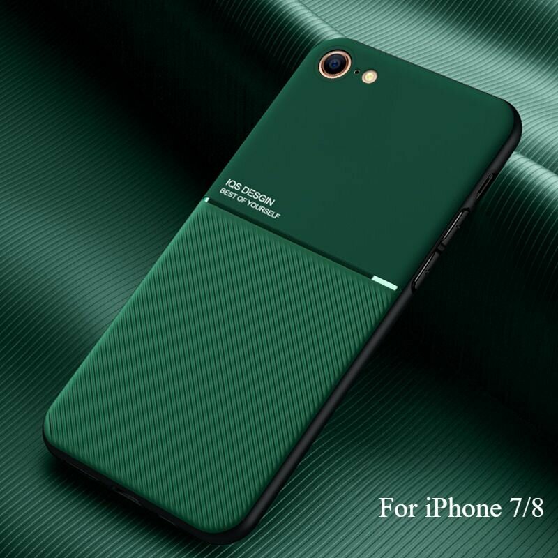 FASNYA Чехол из деловой кожи для Apple iPhone 7 / 8 / SE 2020 (SE 2) / SE 2022 (SE 3) с магнитным автомобильным держателем, тонкий защитный чехол для смартфона