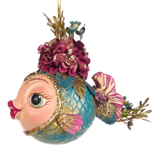Елочная игрушка Рыбка Розабелла - Onda Floreale 13 см, подвеска, Goodwill, B88006-2