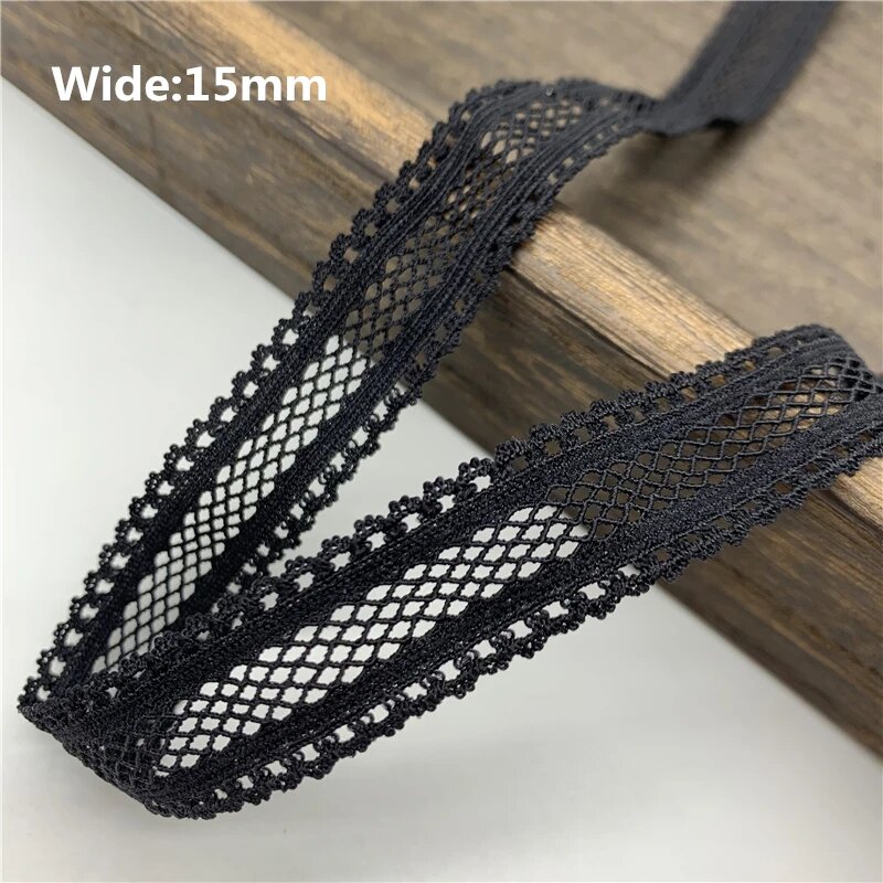 Черная эластичная лента Спандекс/полиэстер 10/15/20/25 мм CyanRafts Черный, 01, 5 yards