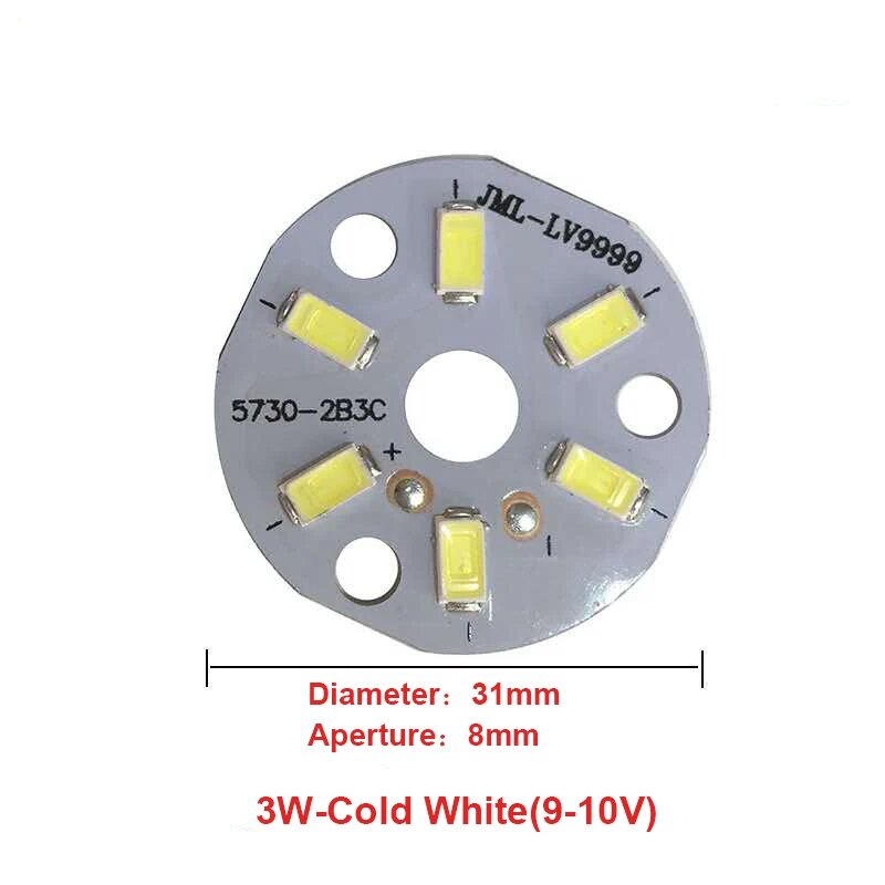 Светодиодная плата 3W Cold White 31mm 8mm