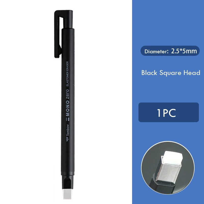 Tombow MONO Zero резиновый карандаш-ластик Черный, 1Black Square Head