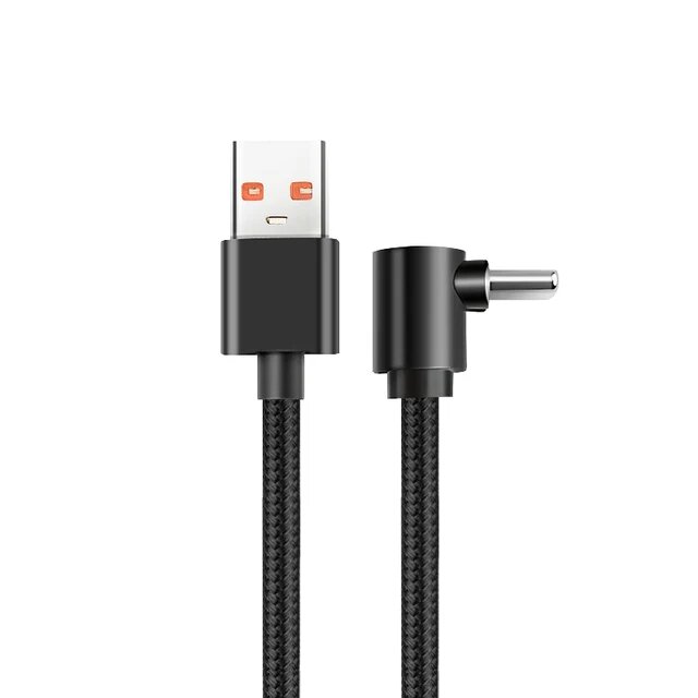 USB-C кабель 2 м, 4A, 100 Вт, колено, оплетка