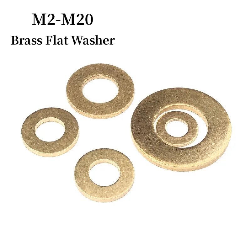 Латунные плоские шайбы M2 M2.5 M3 M4 M5 M6 M8 M10 M12 M14 M16 M18 M20 M2.5x5x0.4mm-50pcs