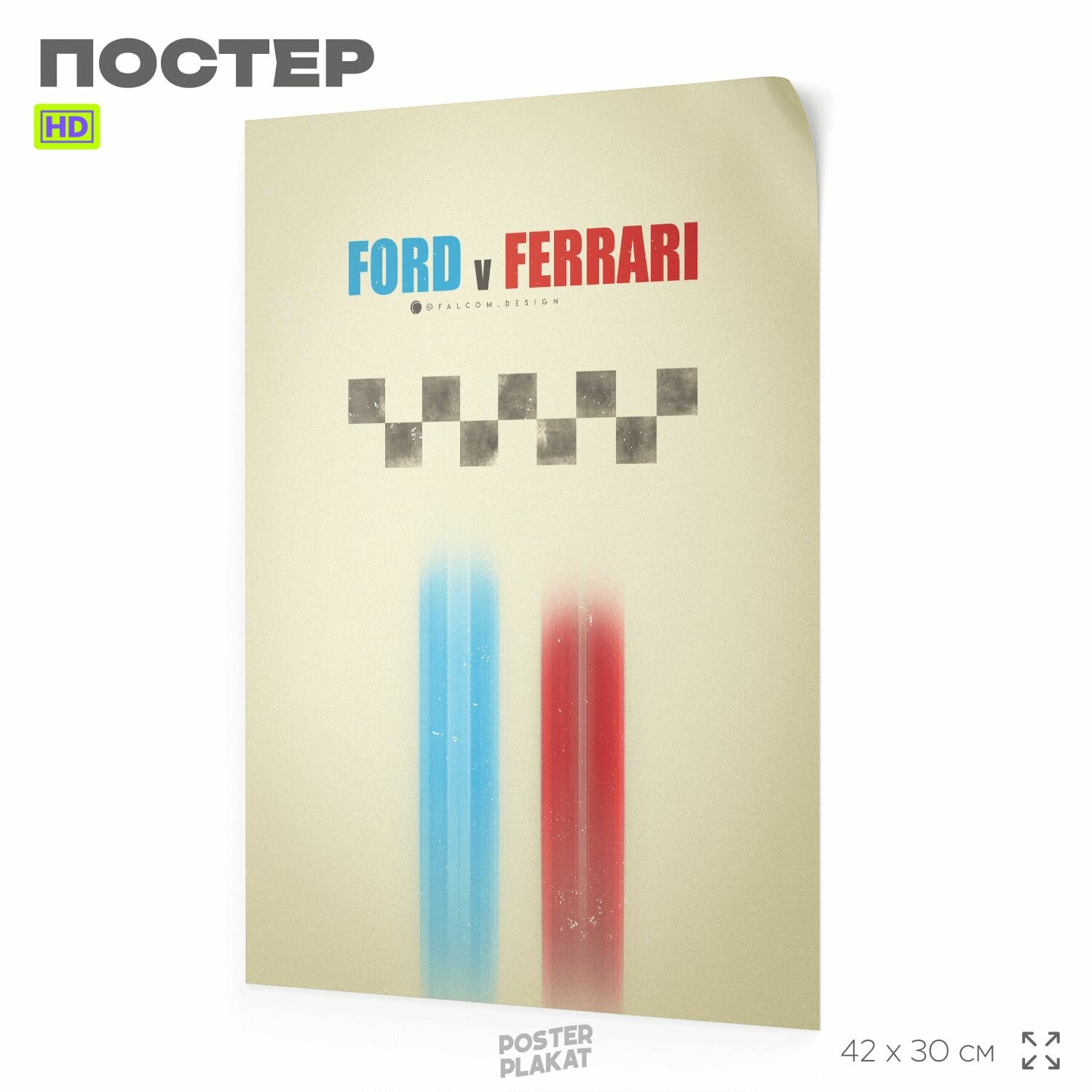 Постер форд против феррари / Ford v Ferrari, по мотиву фильма, 42х30 см, Постер Плакат