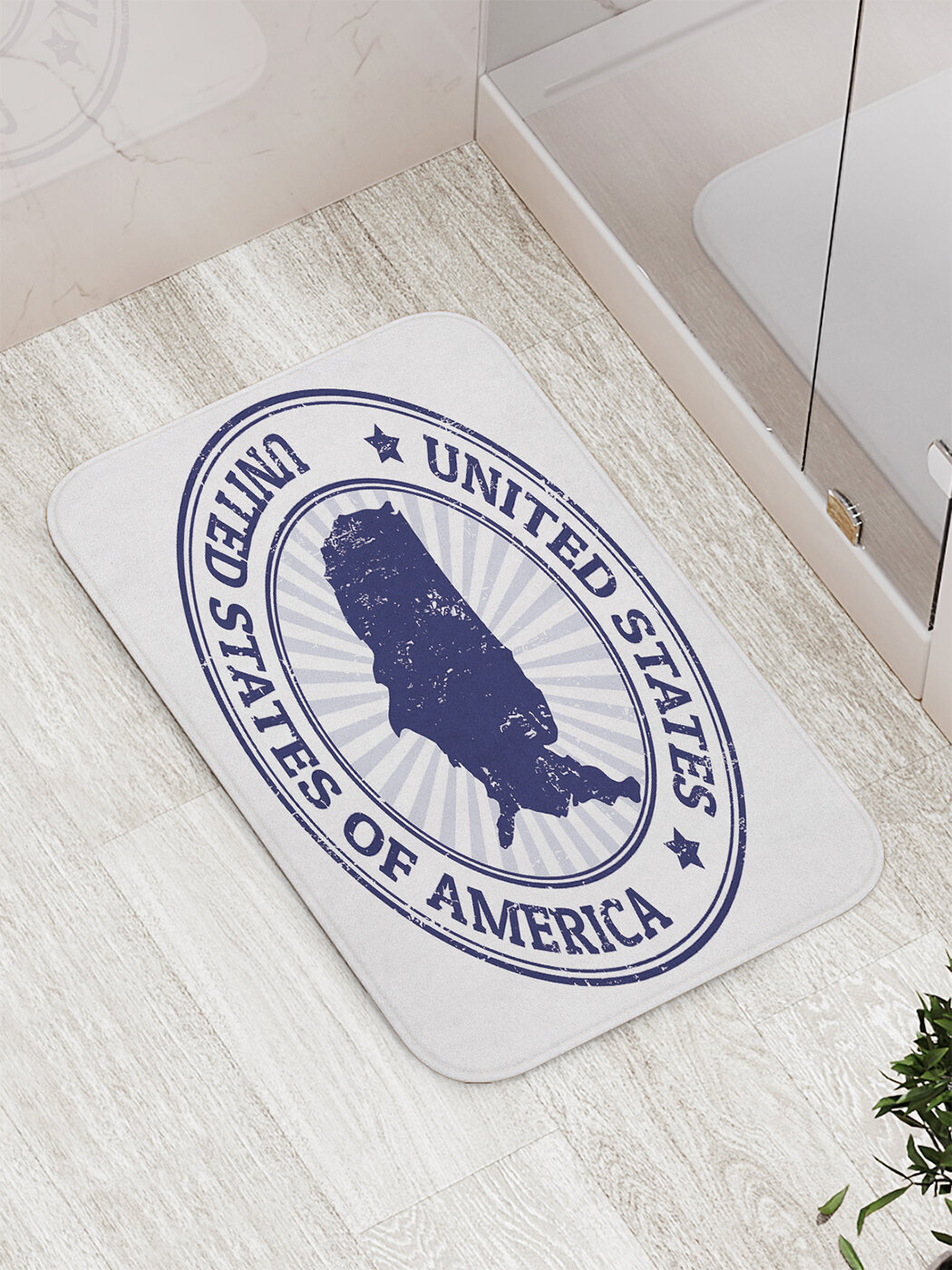 Коврик для ванной комнаты, туалета "Печать с картой Америки" противоскользящий, 52х77 см, JoyArty