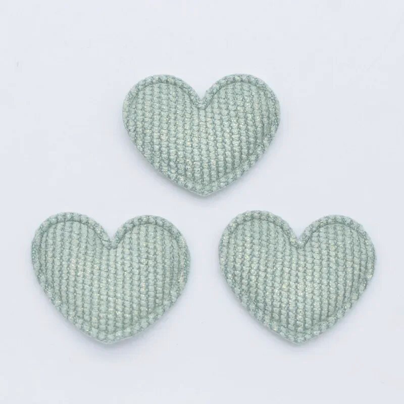 50 шт./лот, 35*30 мм, мягкая блестящая ткань, аппликации в форме сердца для DIY шляпы, одежды, леггинсов, швейные принадлежности, головные уборы, декоративные нашивки