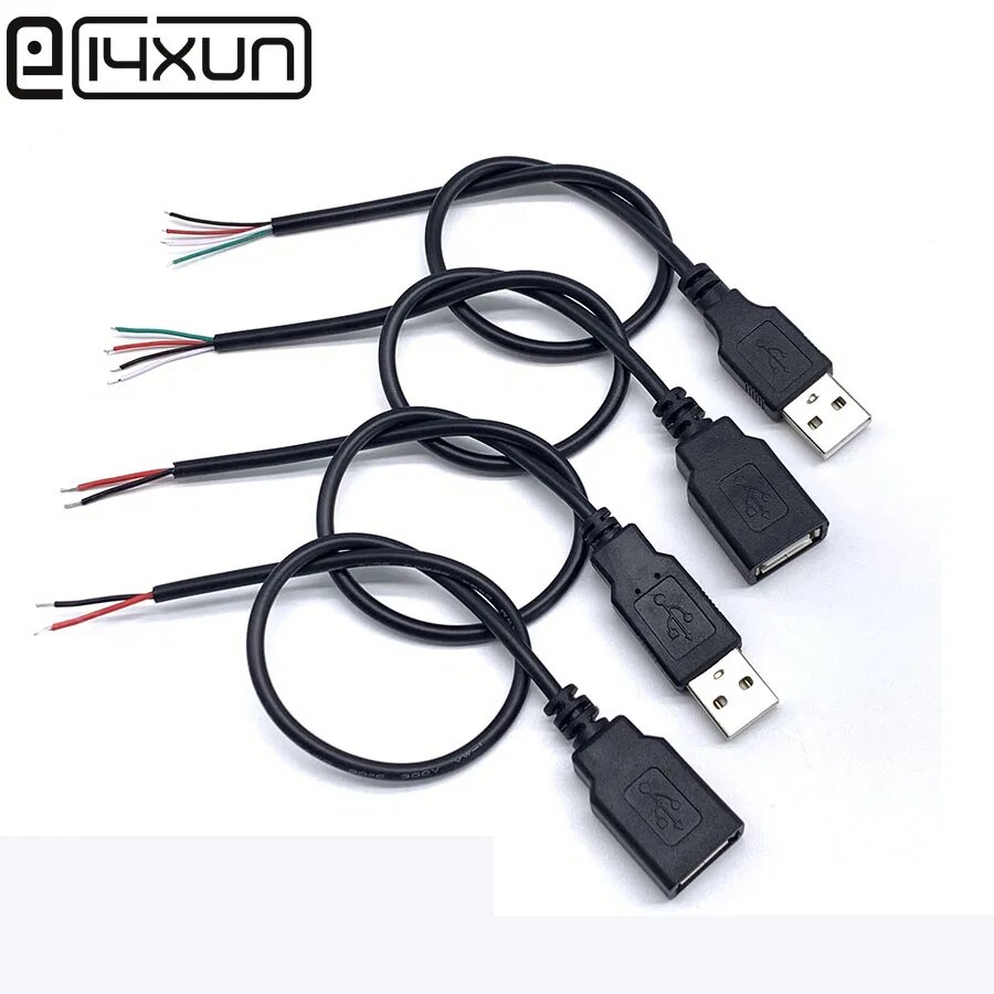 EClyxun USB 2.0 разъемы для пайки чёрного цвета 4Pin, 1m cable, male plug