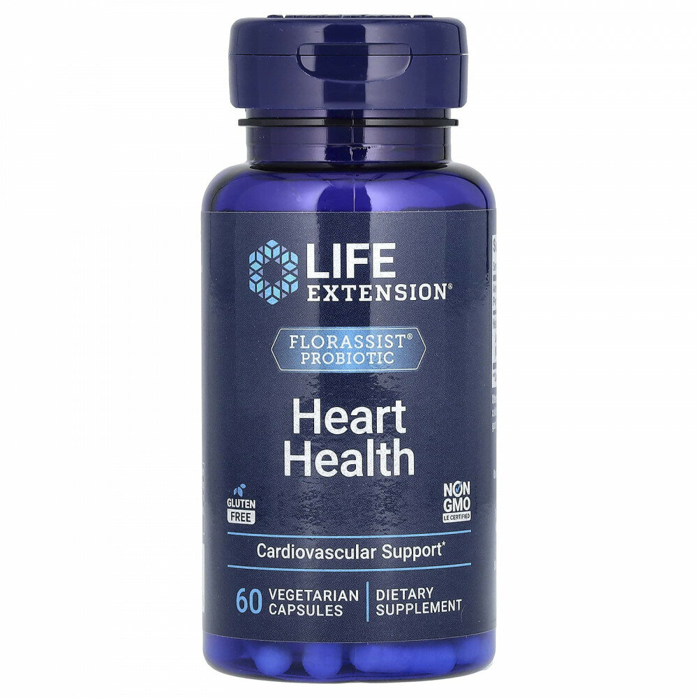 Life Extension, FLORASSIST®, пробиотик для здоровья сердца, 60 вегетарианских капсул (74 мг в 1 капсуле)