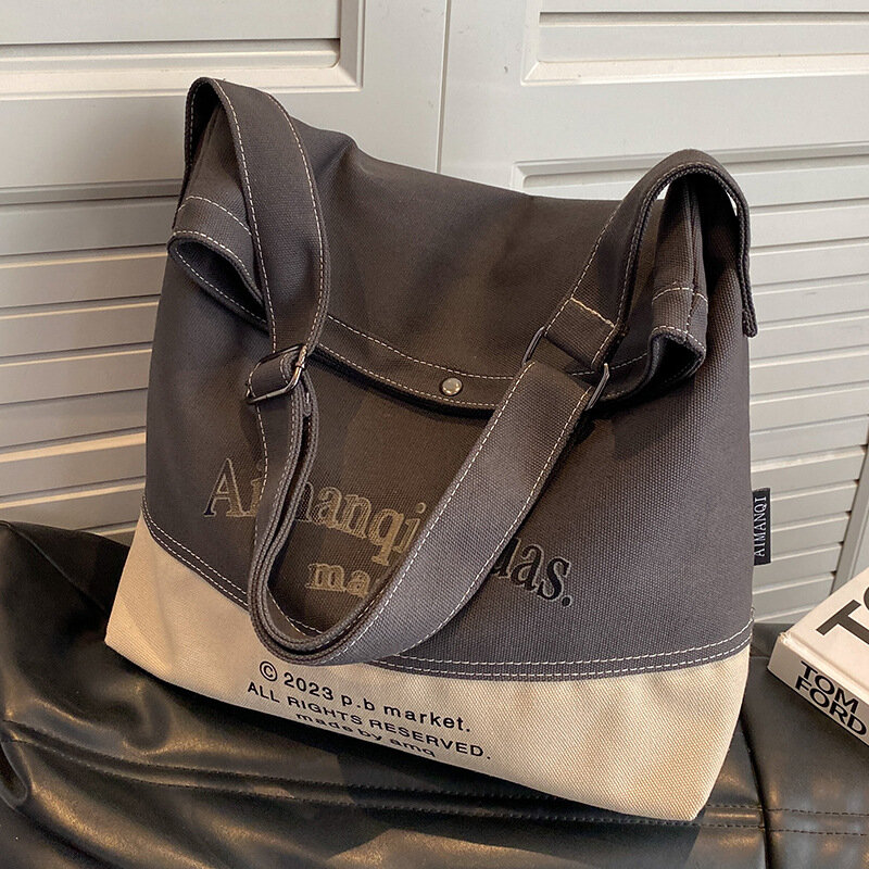 Холщовая сумка для женщин, большая вместимость, новый стиль 2025 года, текстурированная цветная сумка через плечо для лета, популярная сумка для поездок