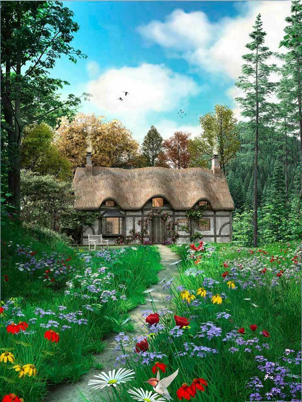 Фотообои Усадьба в роще 8-125-S-Флекс 270 x 200 см (ВхШ) Бесшовные, флизелиновые, влагостойкие обои MasterFresok