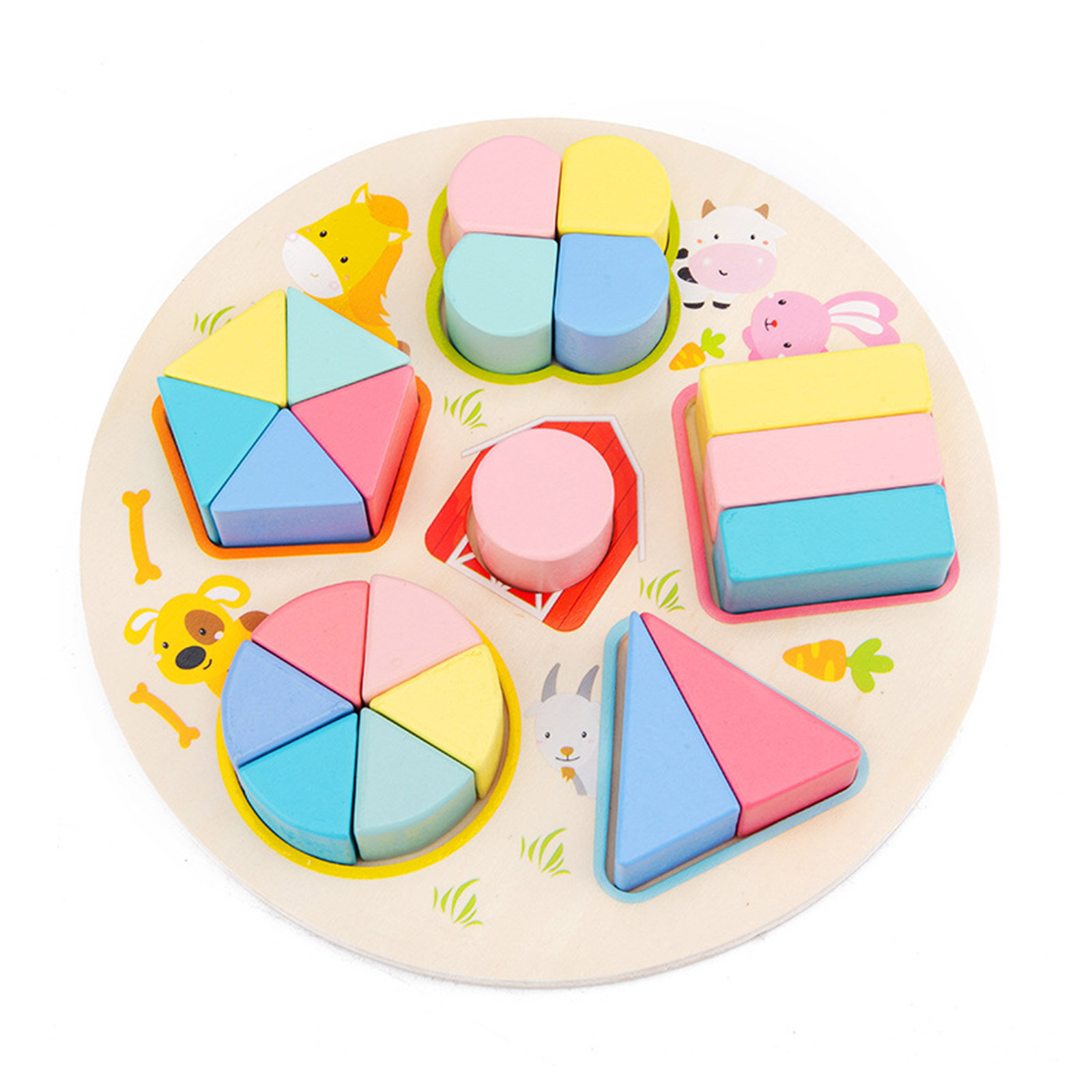 Деревянные Игрушки Macaron Color Blocks Геометрической Формы Когнитивная Доска-Головоломка Для Детей, Обучающая Игрушка