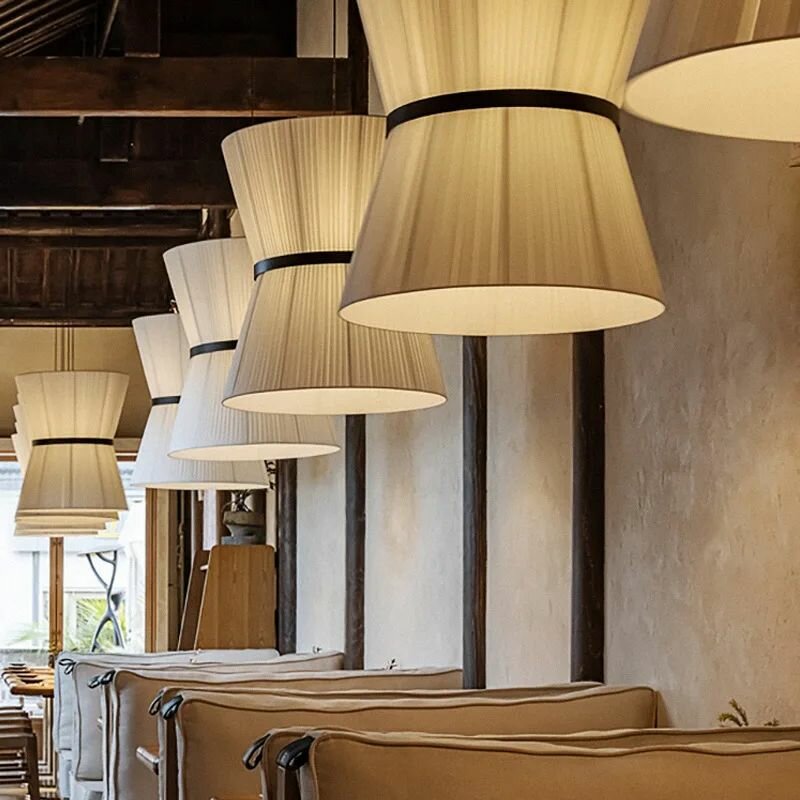 Современная Тканевая Люстра В Китайском Стиле, Простой Светодиодный Светильник В Стиле Ретро, подходящий Для Отелей, Спален, Ресторанов, Баров, Кафе И Домашнего Декора.