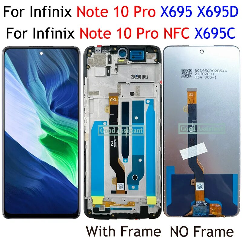 Черный 6,95-дюймовый ЖК-дисплей для Infinix Note 10 Pro X695 X695D, дигитайзер сенсорного экрана в сборе, замена Note10 Pro NFC X695C