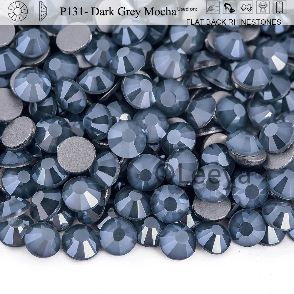Стразы плоские OLeeya P131 Dark Grey Mocha, серые