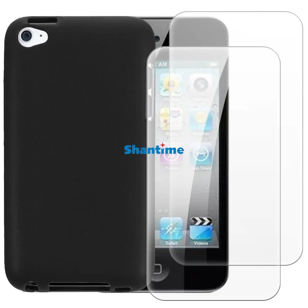 Черный чехол для iPod Touch 4 + 2 пленки