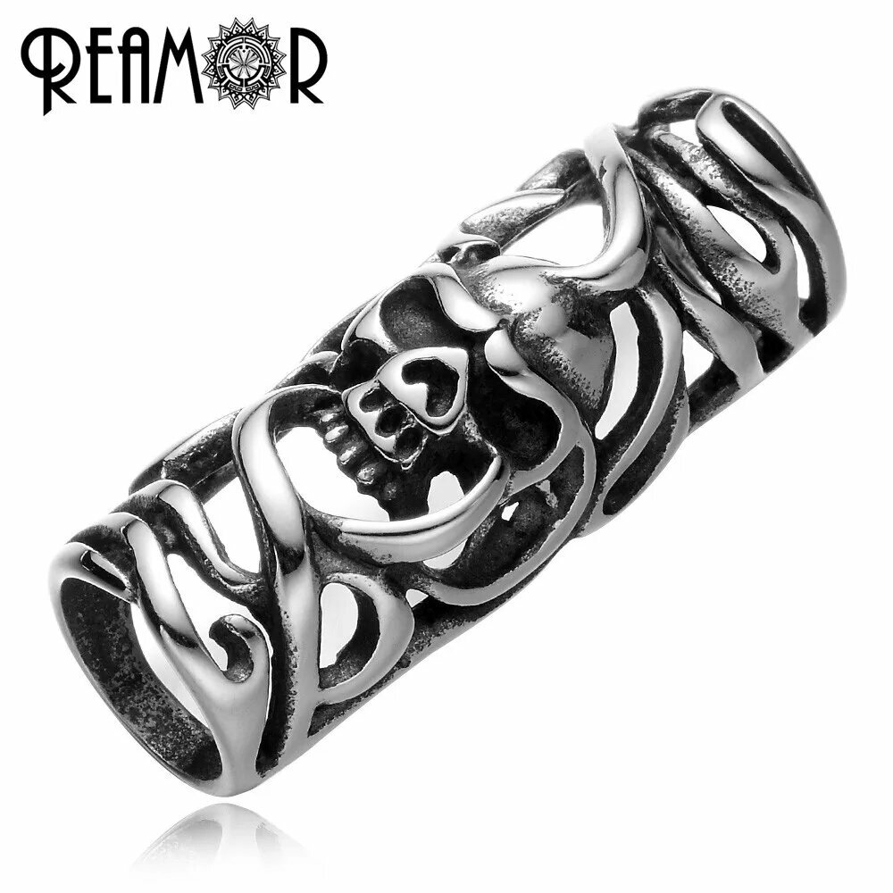 REAMOR Серебряные бусины череп 3 шт. Hole Size 8mm, 8Z050