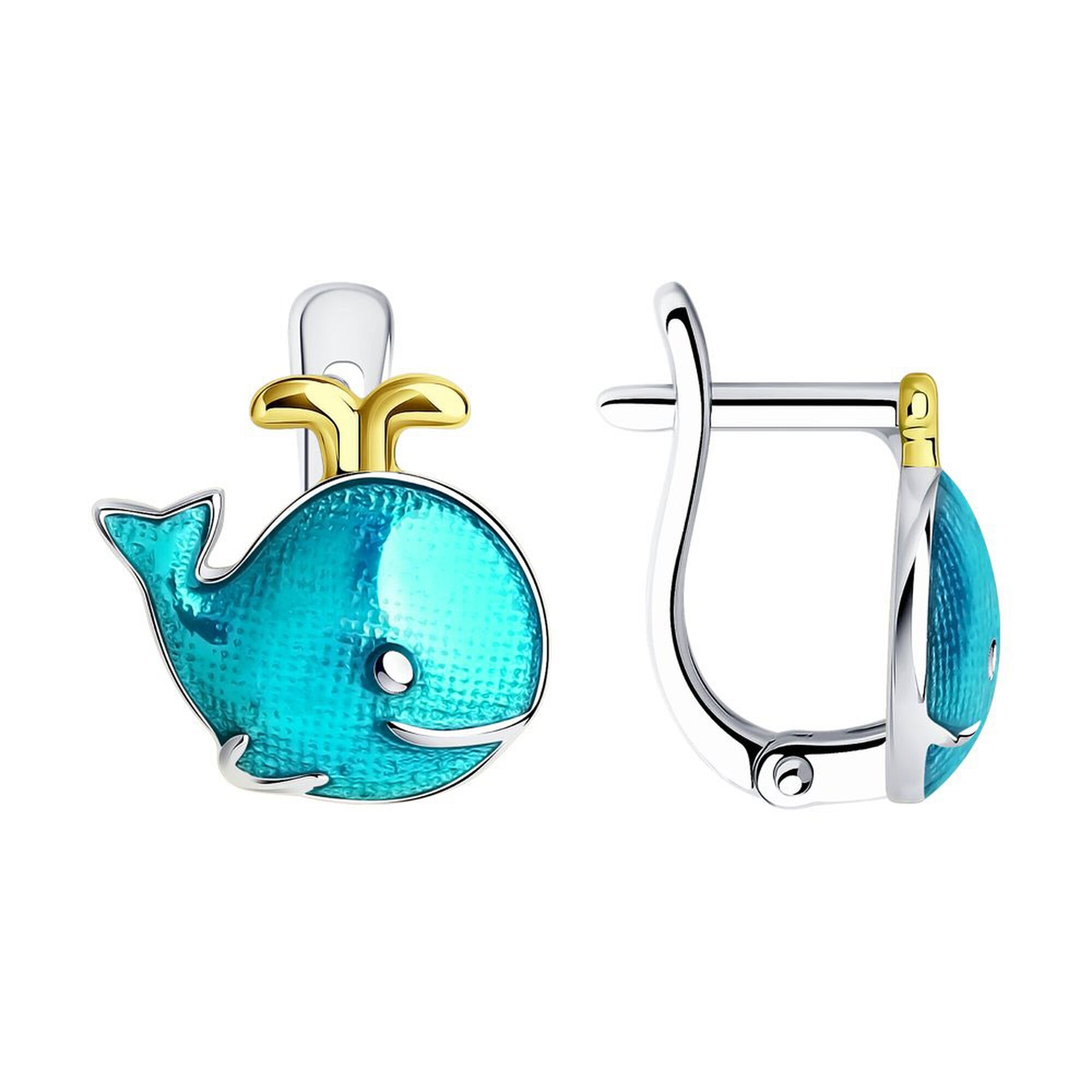 Серьги, серебро, 925 проба, родирование, эмаль