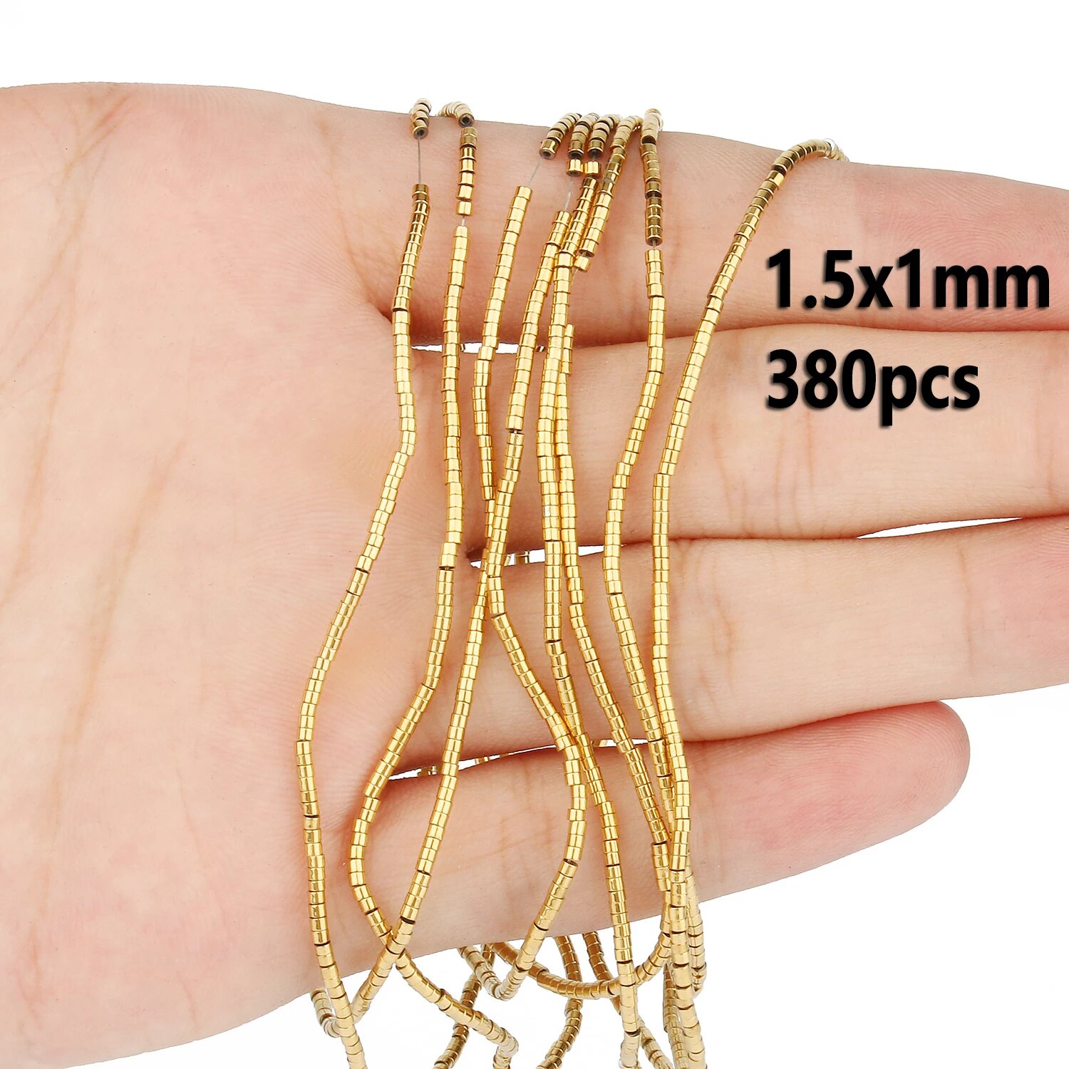 Золотопокрытые бусины гематита, 1.5x1mm, 380pcs, style 15