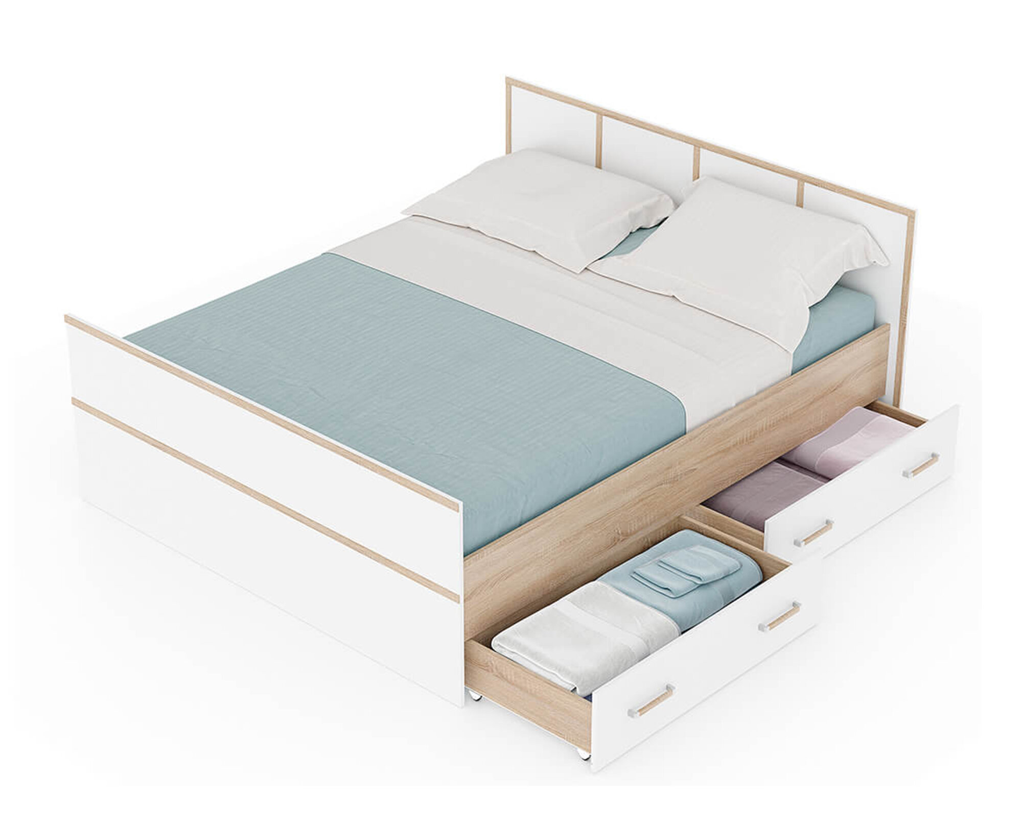 Кровать 140х200 "Сакура" кровать 1,4м LIGHT (1550х860х2034) дуб сонома-белый