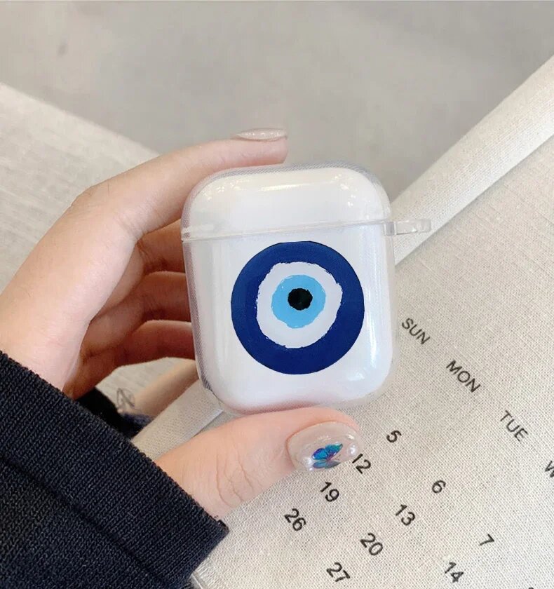 Чехол для наушников Lucky Blue Evil Eye для Airpods 1 2 3 Pro 4 Синий, For Airpods 1 2, -6