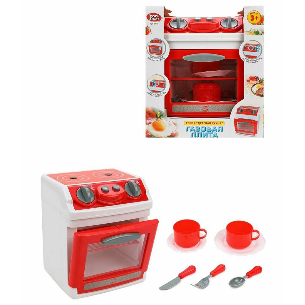 Play Smart Набор Кухня 8 предметов, с плитой (свет, звук) 2306 с 3 лет
