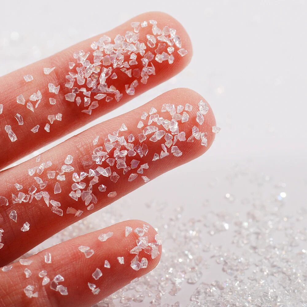 Стеклянные камни Hisenlee для эпоксидной смолы и нейл-арта, 2-4 мм, 20 г Розовый, transparent
