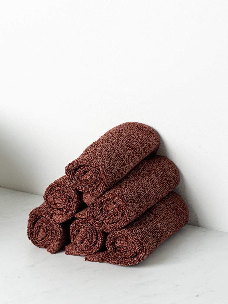 Набор махровых салфеток осибори 30*30 см, цвет - коричневый, "люкс" - 6 шт.