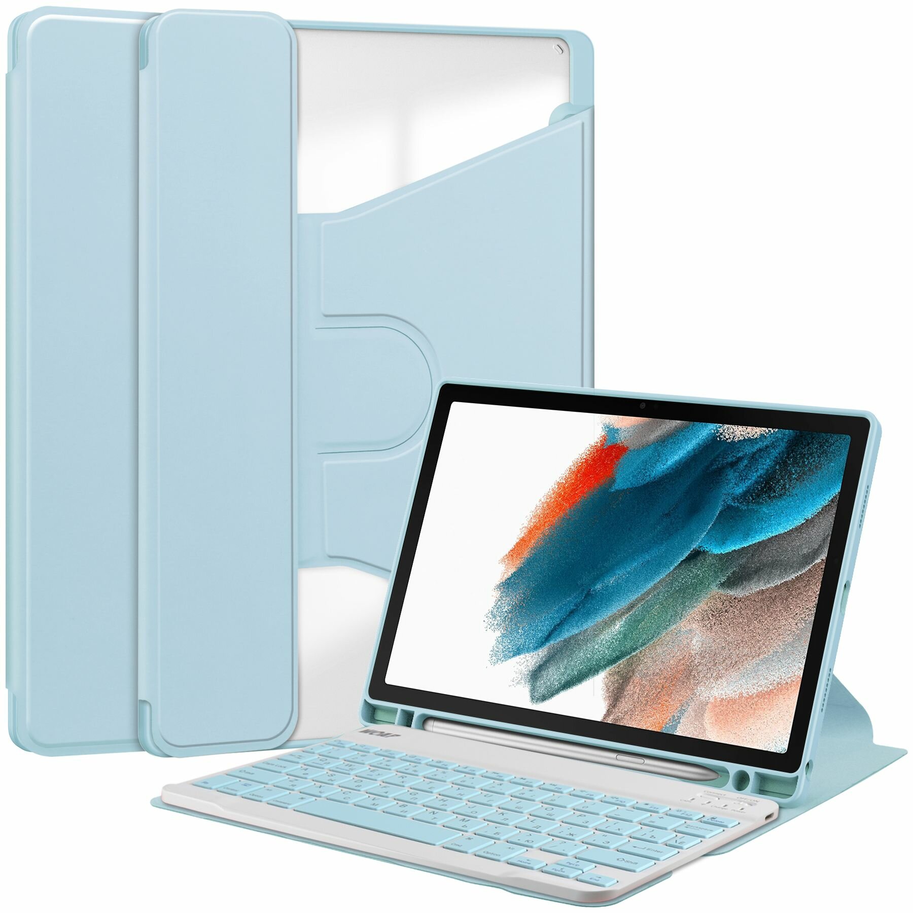 Чехол для Samsung Galaxy Tab A8 10.5" с клавиатурой голубой