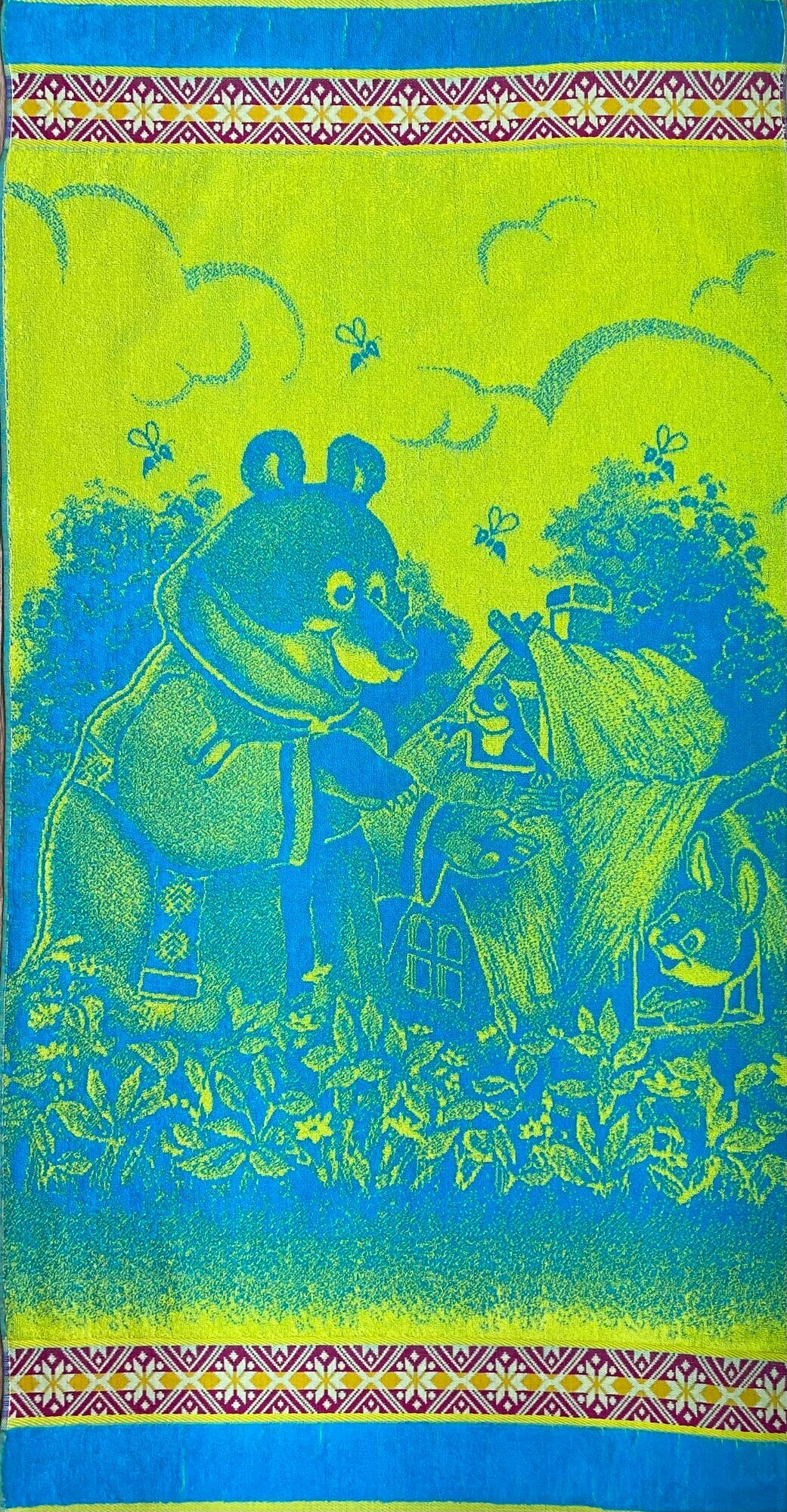 Полотенце махровое детское в подарок мальчику, девочке, ребенку, дочке, сыну, внуку, внучке "Теремок" 70*140 см